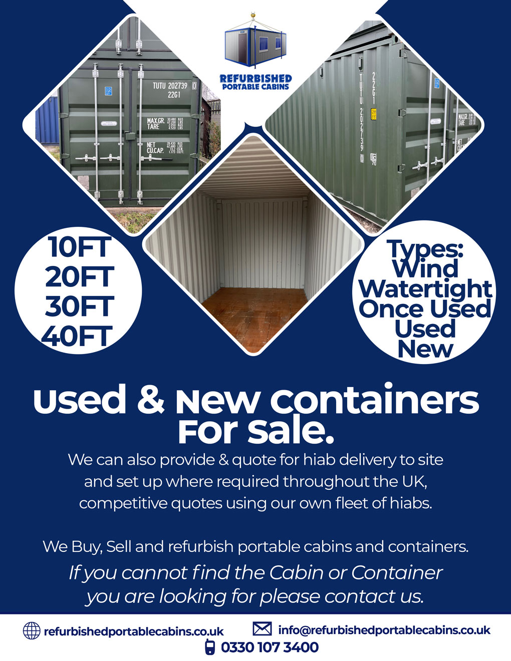 Buy Refurbished Portable Cabins Purchase Used 2nd hand containers ...